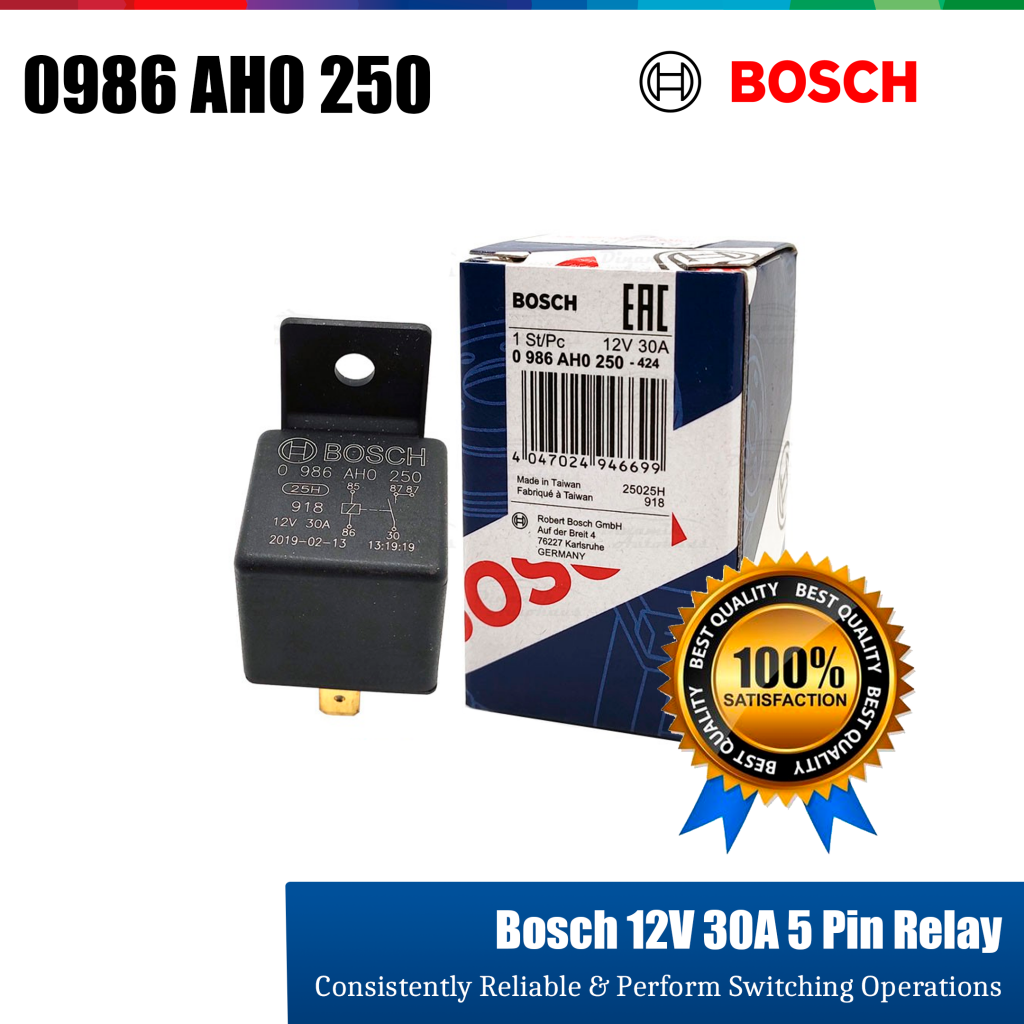 Bosch Universal Automotive Car Relay 12V 30A 5 Pin - 0986AH0250 - auto2u
