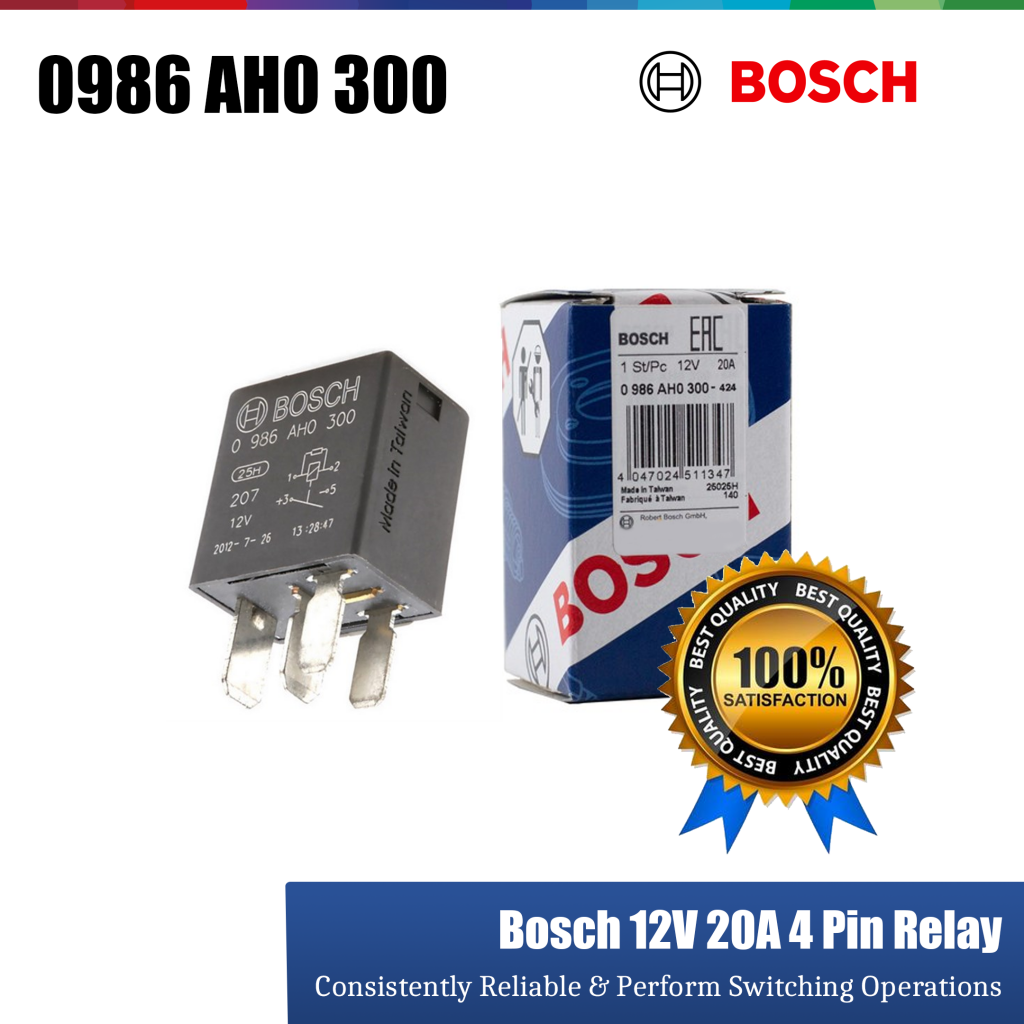 Bosch Universal Automotive Car Relay 12V 20A 4 Pin - 0986AH0300 - auto2u