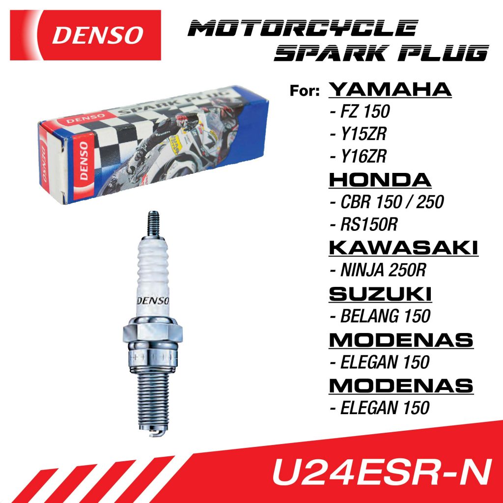 DENSO Motorcycle Spark Plug U24ESR-N For Yamaha Honda Suzuki Kawasaki ...