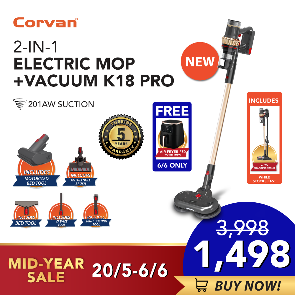 Corvan 2 In 1 Cordless Vacuum Cleaner & Cordless Mop K18 Pro - auto2u