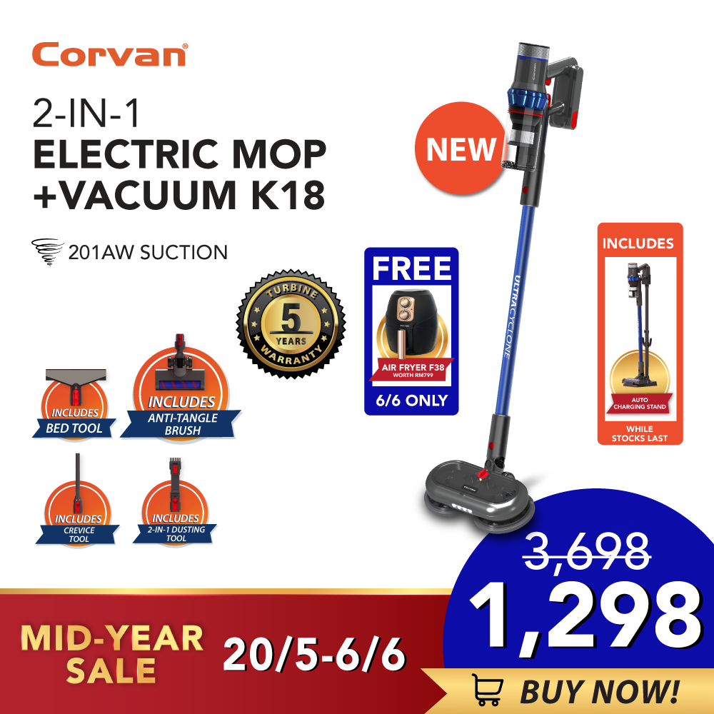 Corvan 2 In 1 Cordless Vacuum Cleaner & Cordless Mop K18 - auto2u