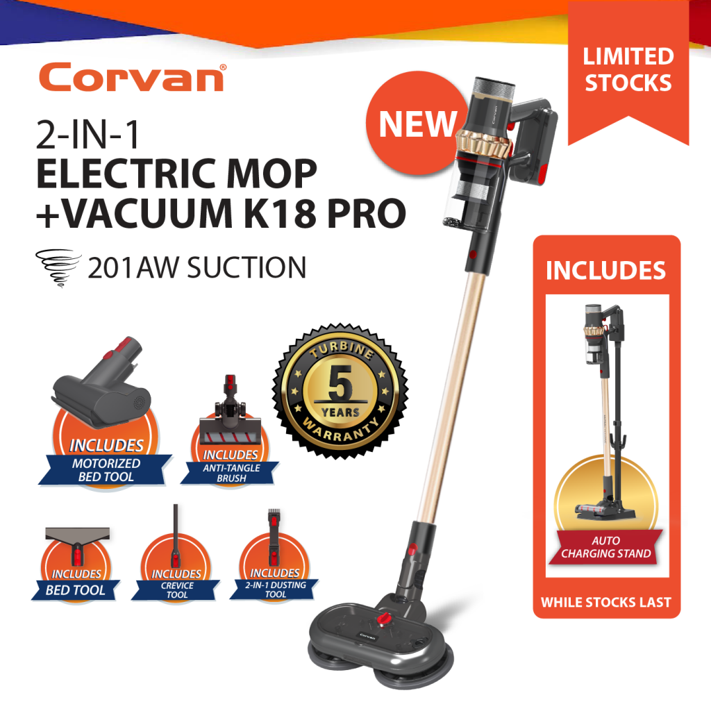 Corvan 2 In 1 Cordless Vacuum Cleaner & Cordless Mop K18 Pro - auto2u